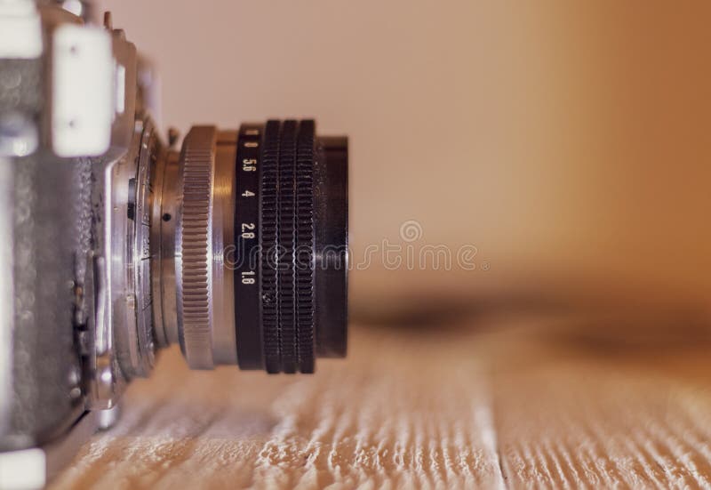 Lens of an Old Retro Camera with Aperture Size Scale Stock Image ...