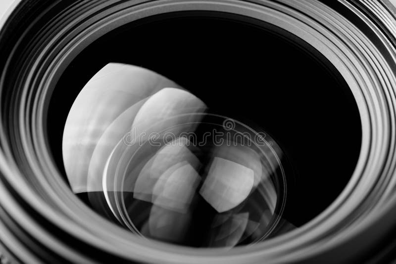 Lens Reflection Black and White Photo Stock Photo - Image of object ...