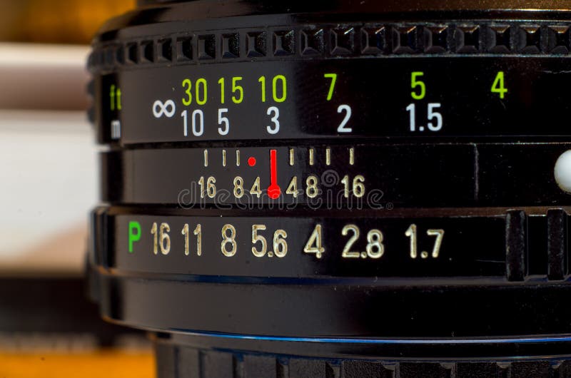 The Focal Length Scale and the Aperture Value on the Old Manual Lens ...
