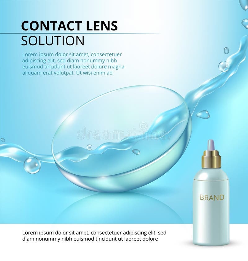 Lens Solution Ads, Clear Liquid Pouring Down To the Eye Contact ...