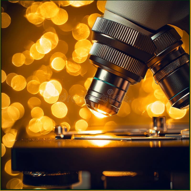 The Lens and Stage of a Microscope are Illuminated by Warm Light for ...