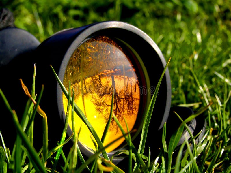 Lens telescope in grass stock photo. Image of cool, abstract - 15834052