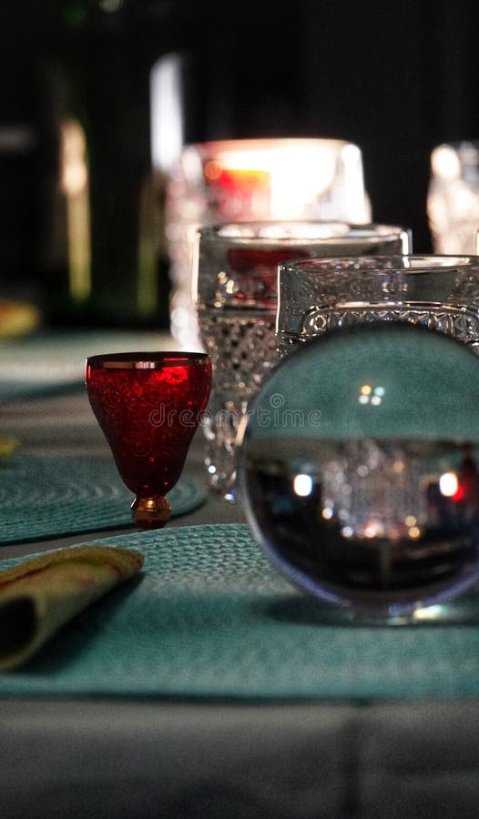 Lensball on a Festive Table in Preparation Stock Photo - Image of focus ...