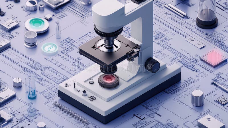 Lenses Assembling Microscope Stock Illustration - Illustration of field ...
