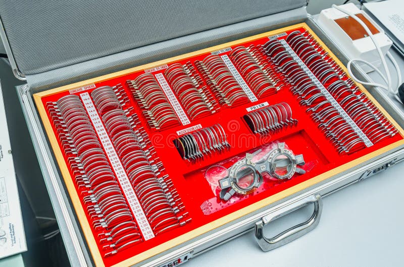 Lenses for Selecting Glasses are in Suitcase. Vision Correction and ...