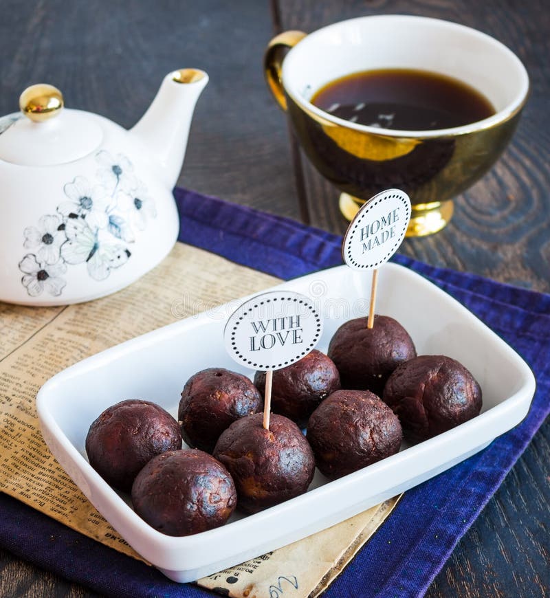 Lentil Candy with Figs, Chocolate Truffle, Healthy Dessert Stock Image ...