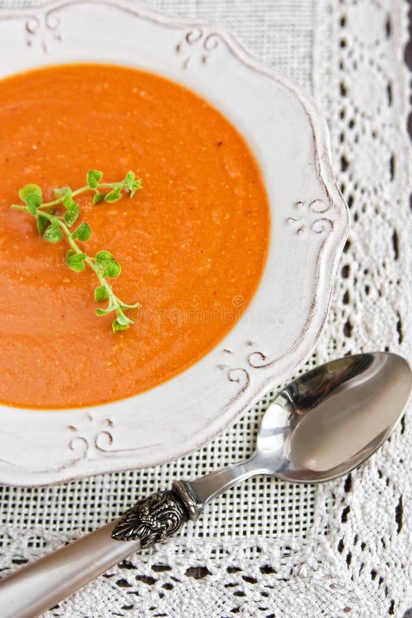 Lentil cream soup stock photo. Image of dish, bread, herb - 29026522