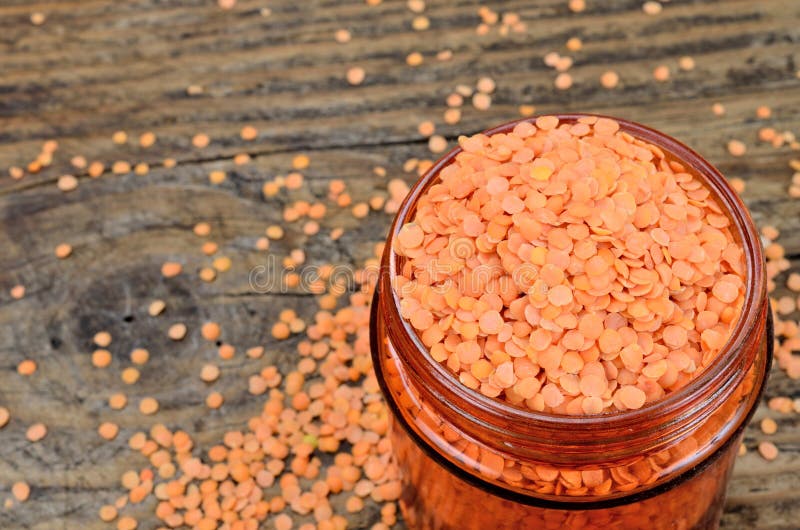 Lentil in jar on table stock photo. Image of ingredient - 81958744