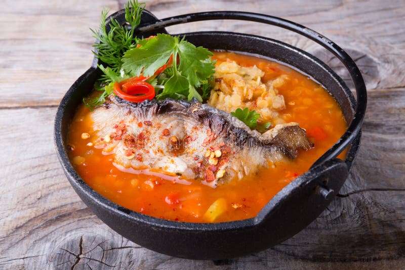 Lentil soup with fish stock photo. Image of organic, fish - 75962244