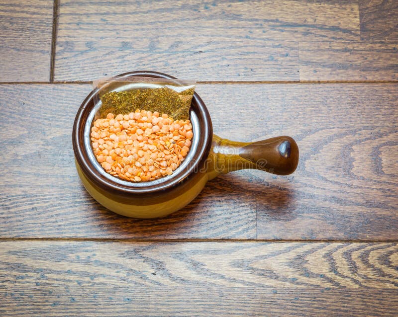 Lentil Soup Mix with Spice Packet Stock Photo - Image of wood, kettle ...