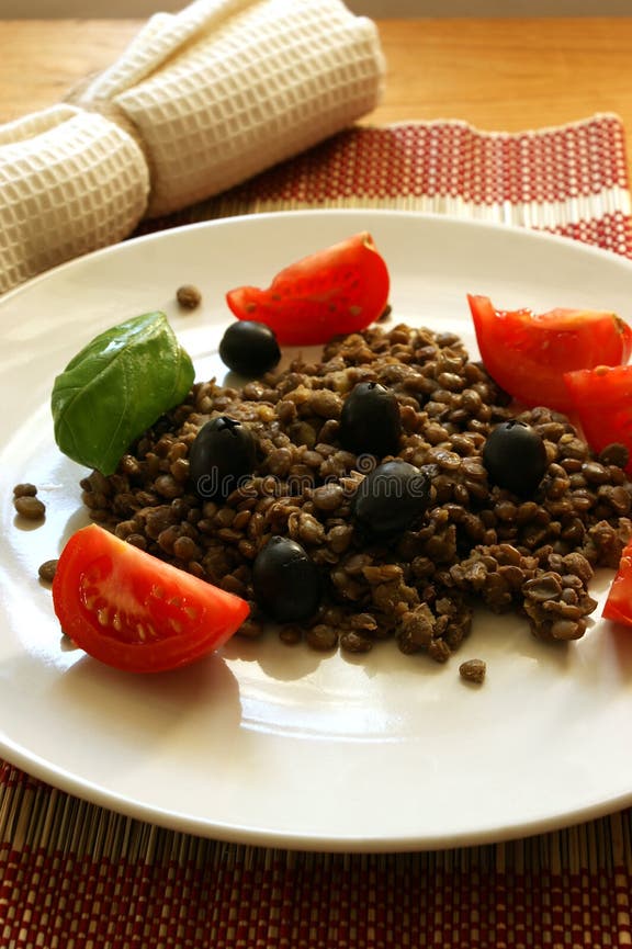Lentil with Tomato and Some Olive Stock Image - Image of vegetable ...