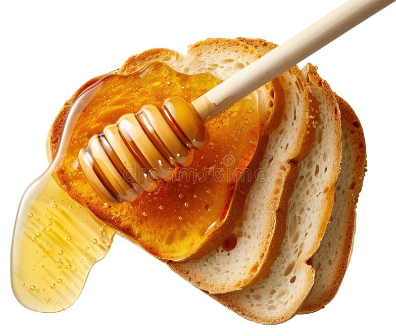 Slice of Bread with Dripping Honey Isolated on Clear Background for ...