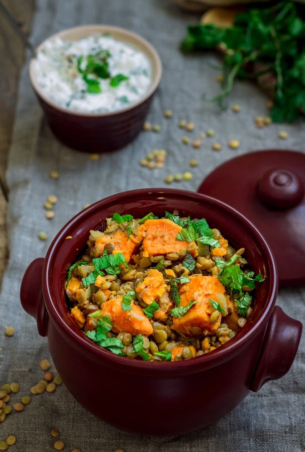 Lentils with Sweet Potatoes Stock Image - Image of lunch, ceramic: 63823887