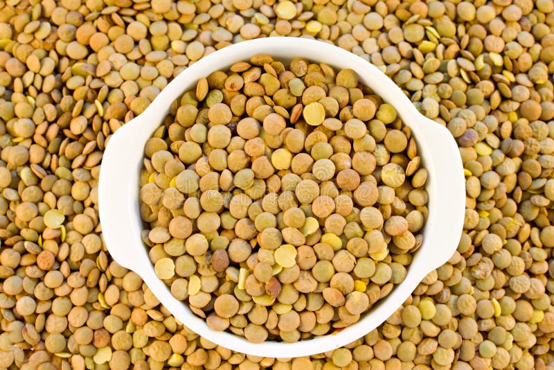 Lentils in a White Mini Pot Stock Photo - Image of white, horizontal ...
