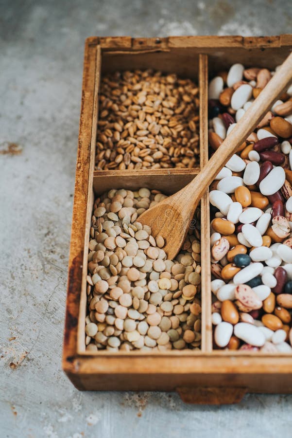 Lentils in wooden box stock image. Image of grain, edible - 85970755