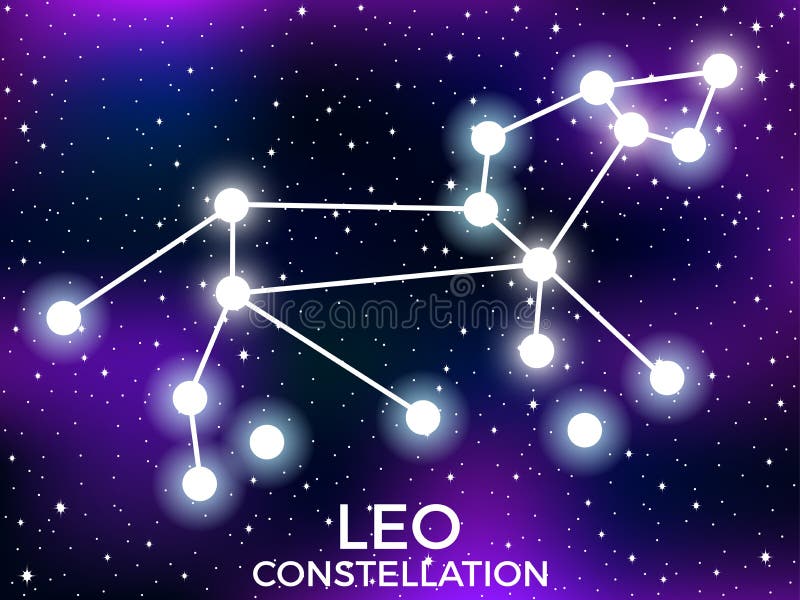 Leo Constellation. Starry Night Sky. Cluster of Stars and Galaxies ...