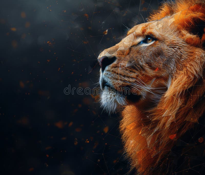Leo, Lion, Low Poly Art Illustration. Fantasy. AI Generative Stock ...