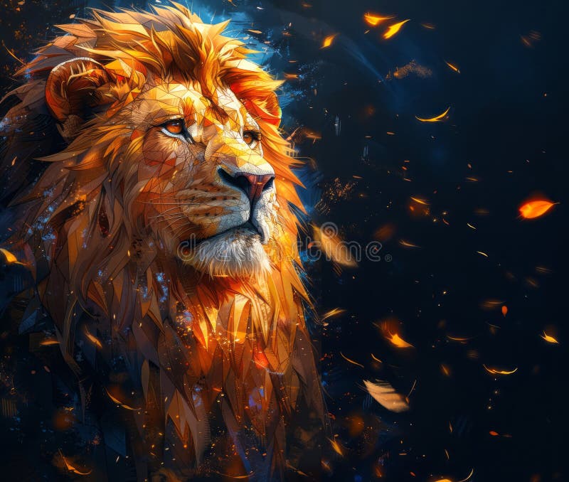 Leo, Lion, Low Poly Art Geometry Illustration. AI Generative Stock ...