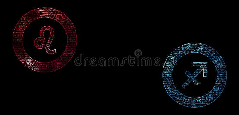 Leo and Sagittarius Compatibility Stock Illustration - Illustration of ...