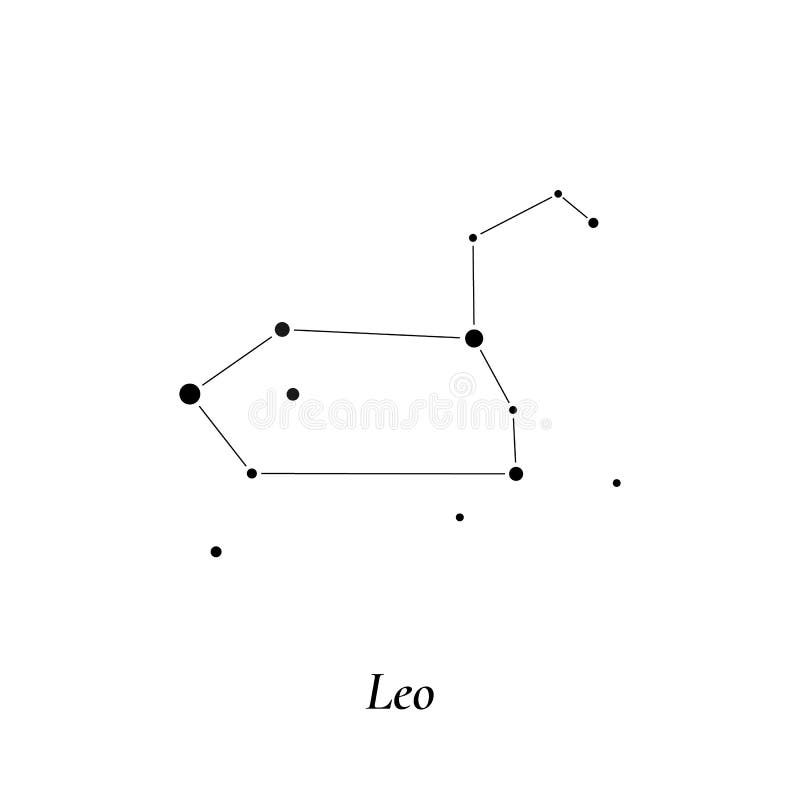 Leo Sign. Stars Map of Zodiac Constellation. Vector Illustration Stock ...