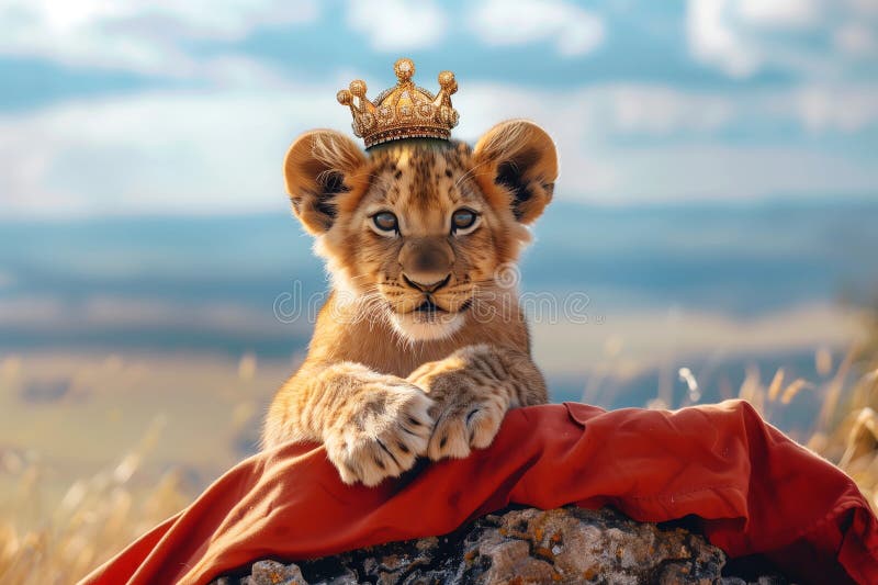 Leo wearing a crown stock illustration. Illustration of mascot - 326140570