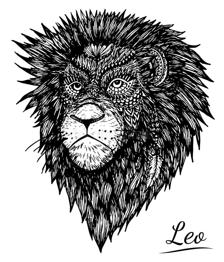 Leo zentangle of zodiac stock vector. Illustration of zodiac - 73754981