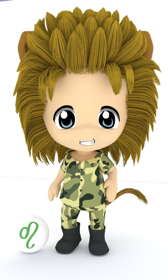 Leo Zodiac Chibi Style 3D stock illustration. Illustration of soldier ...