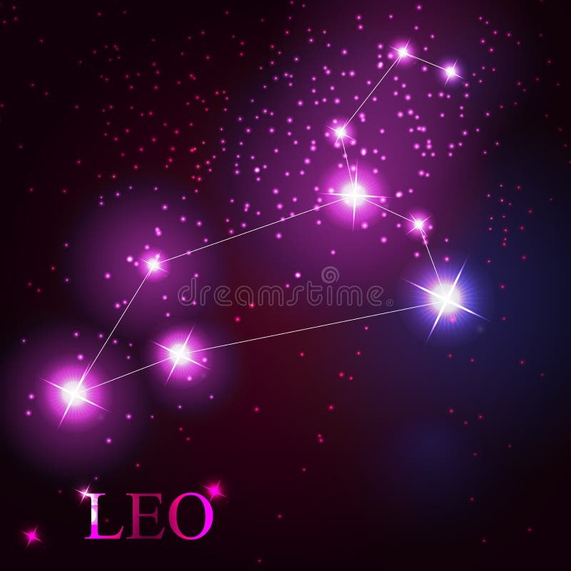 Leo Constellation, Vector Illustration with the Names of Basic Stars ...