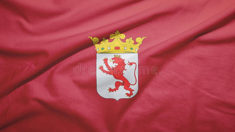 Leon Province of Spain Flag Textile Cloth Fabric Waving on the Top ...