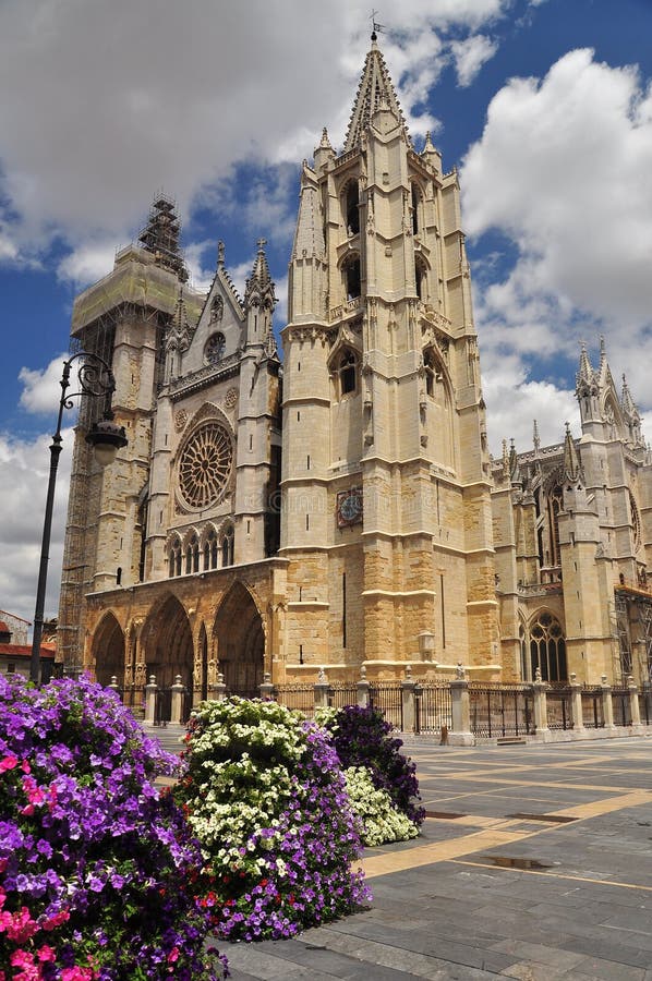 Leon, Spain. Gothic Cathedral Stock Photo - Image of spain, catholic ...