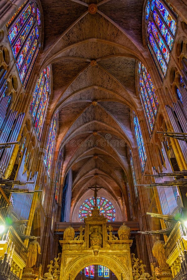 Leon, Spain, June 9, 2022: Interior of the Cathedral in Spanish ...
