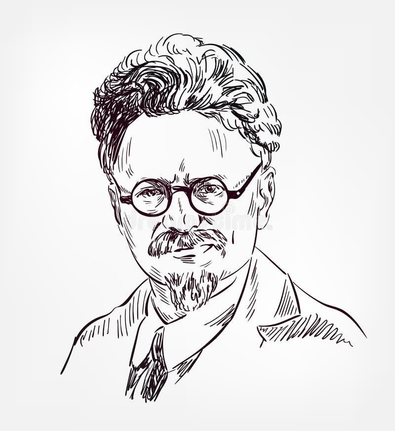 Vektorskiss Av Ett Porträtt Av Leon Trotsky Lev Davidovich Bronstein ...