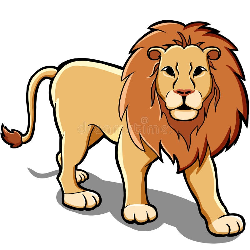 Simpatico Leone Cartone Animato Che Cammina Illustrazione Vettoriale ...
