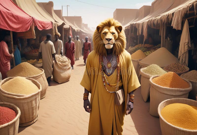 Leonin Dnd Lion Man in a Desert Stock Illustration - Illustration of ...