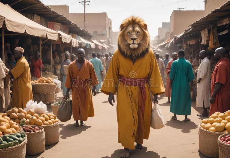 Leonin Dnd Lion Man in a Desert Stock Illustration - Illustration of ...