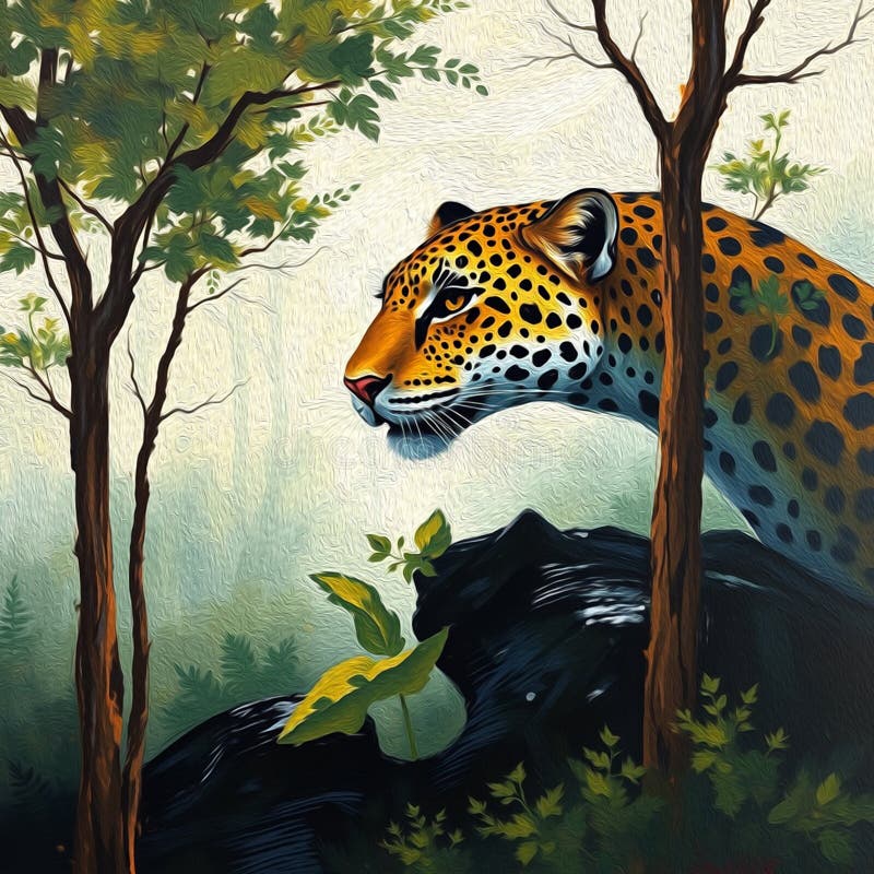 Leopard. Animal Illustration. Oil Paint. Pattern for Printing on Wall ...