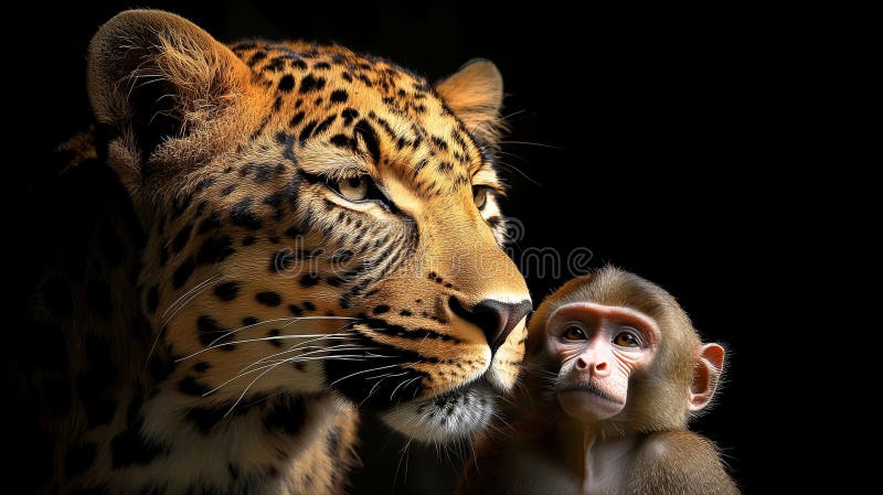 Leopard and Baboon a Captivating Study in Contrast, Wildlife Portrait ...