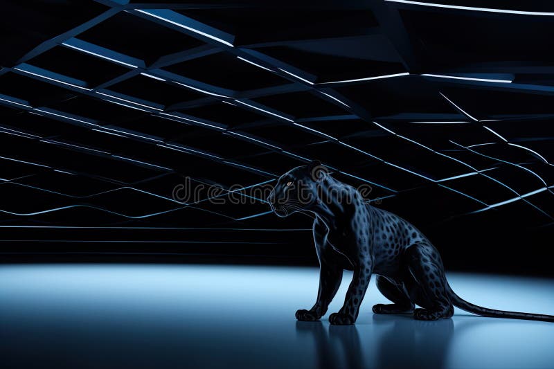 Leopard in a Big Futuristic Space, Symbolizing Dynamic Innovation and ...