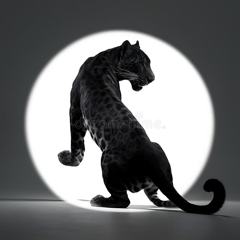 Leopard Black and White Silhouette Art Illustration Stock Illustration ...