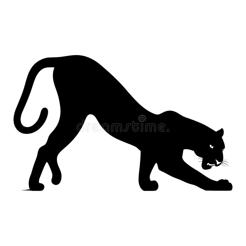 Leopard Black and White Silhouette Art Illustration Stock Illustration ...