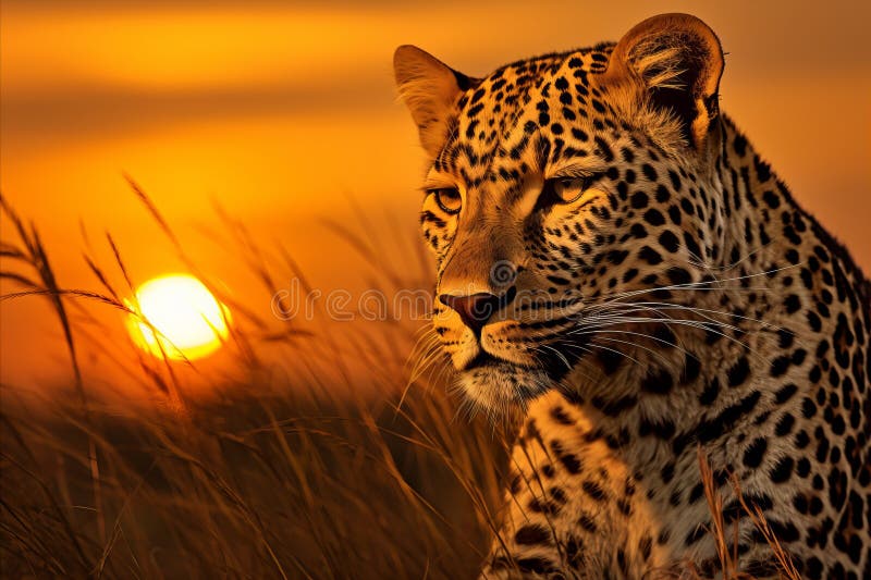 Leopard Blends Seamlessly with African Savannah As Sun Sets, Emerging ...