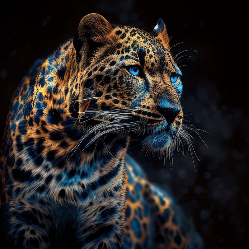Leopard Portrait with Blue Eyes Stock Illustration - Illustration of ...