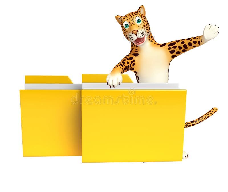Leopard Cartoon Character with Folder Stock Illustration - Illustration ...