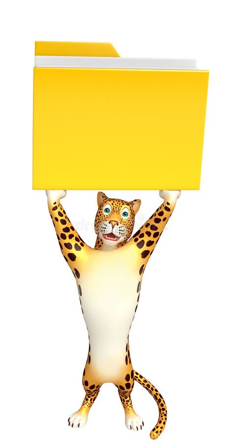 Leopard Cartoon Character with Folder Stock Illustration - Illustration ...