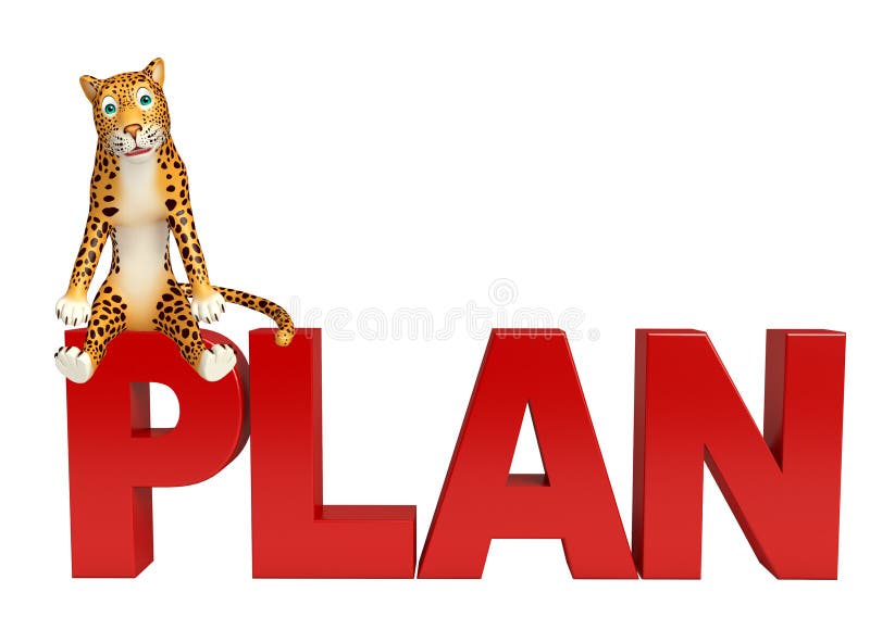 Leopard Cartoon Character with Plan Sign Stock Illustration ...