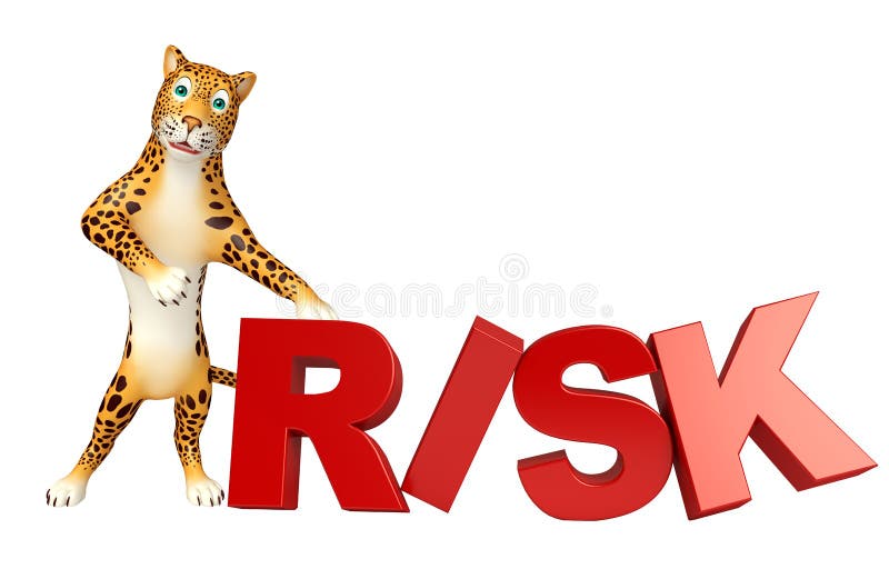 Leopard Cartoon Character with Risk Sign Stock Illustration ...