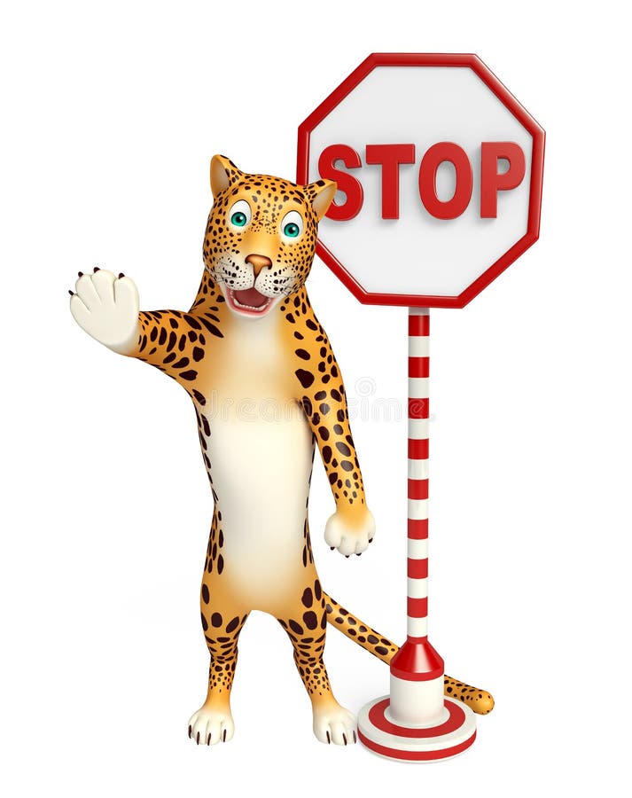 Leopard Cartoon Character Stop Sign Stock Illustrations – 10 Leopard ...