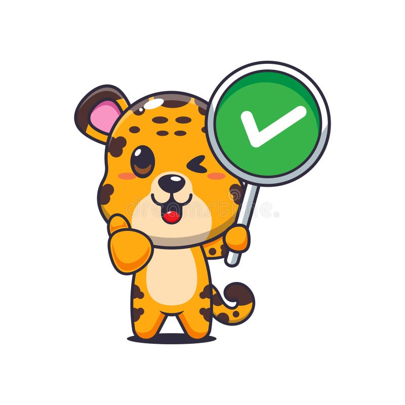 Leopard Cartoon Vector Illustration with Wrong Sign Stock Vector ...