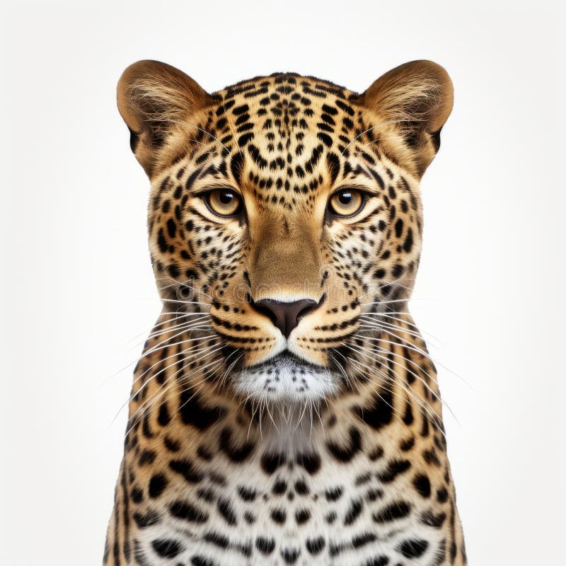 Leopard Close-up Flat Drawing Front View 8k Ultra-clear Illustration ...