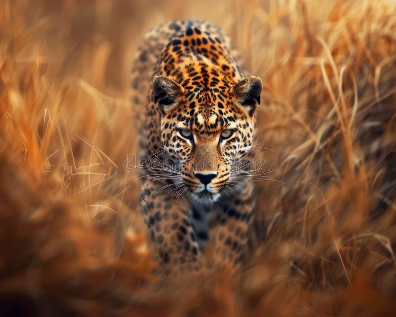 Leopard Coming Forward Toward Camera Stock Illustration - Illustration ...